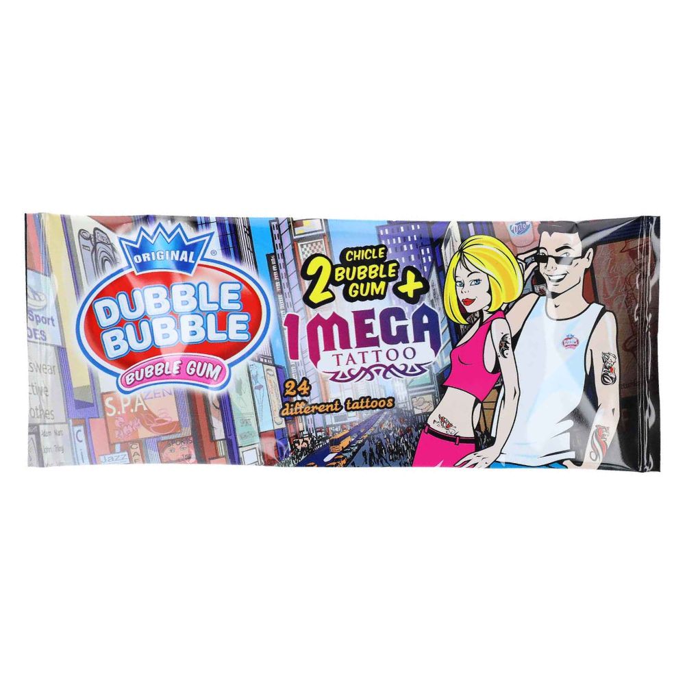 Dubble Bubble Mega Tattoo Bubble Gum - Kaugummi mit Erdbeergeschmack und einem Mega-Tattoo im ...