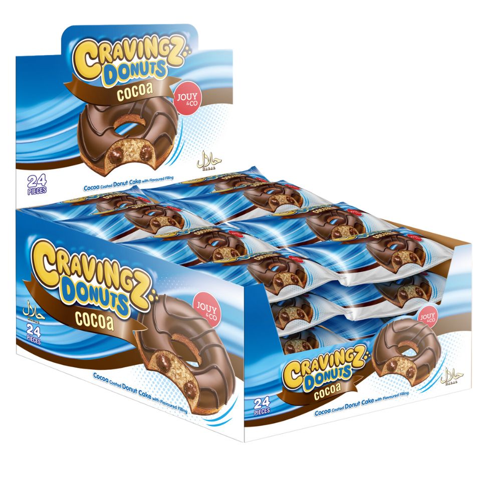 Jouy&Co Cravingz Donuts Cocoa - ciambella al cioccolato da 35g (confezione da 24) – American Uncle