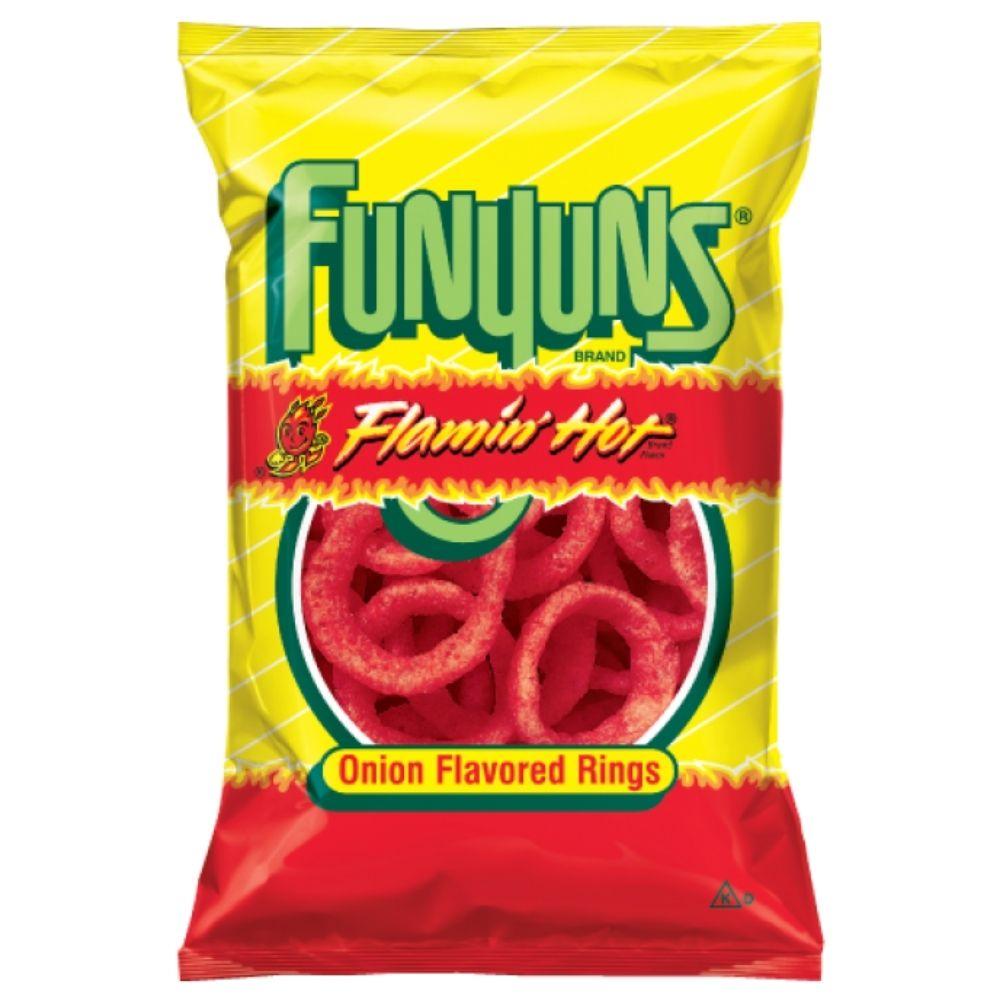 Funyuns Flamin' Hot - scharfe Zwiebelringe im Maxi-Format von 163g – American Uncle