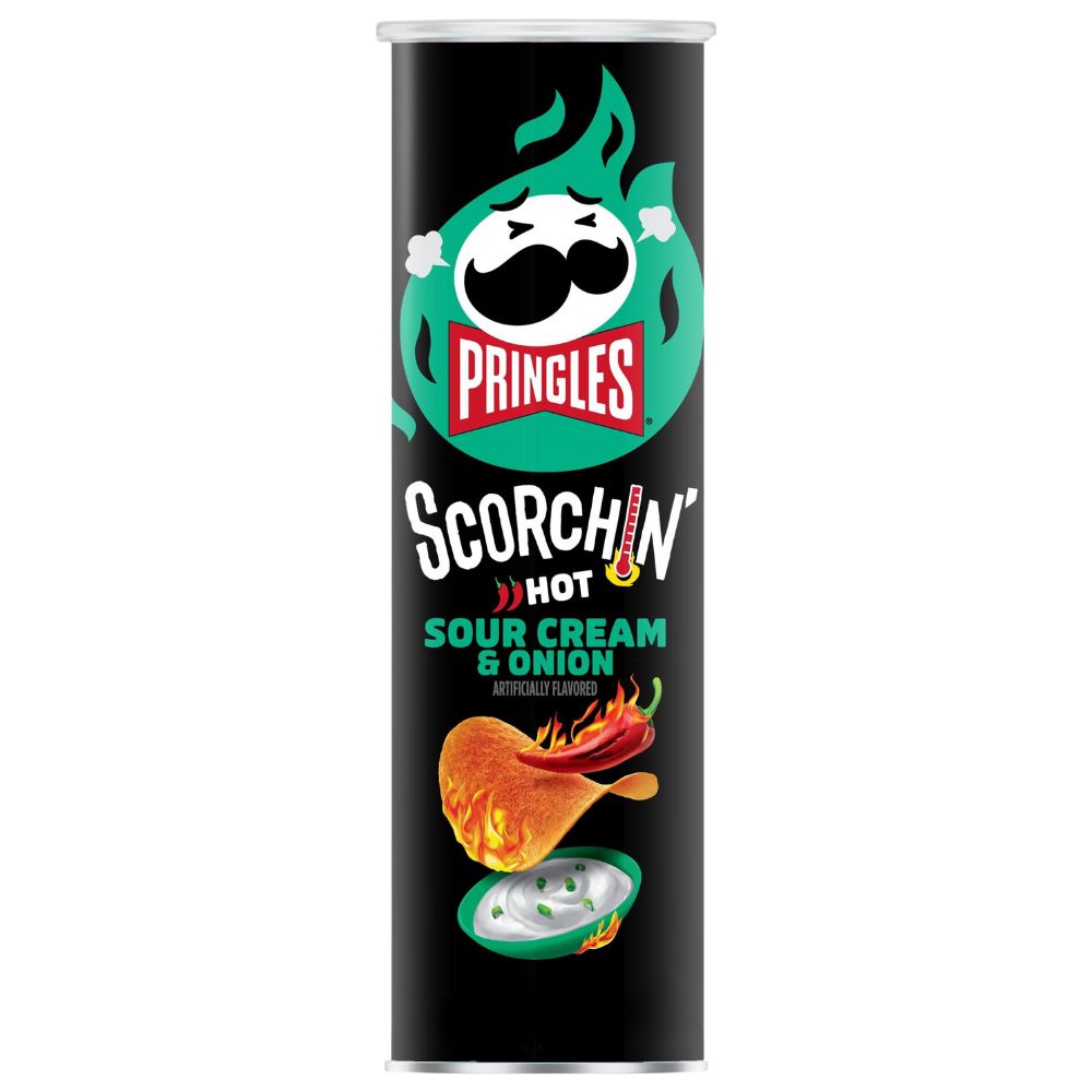 Pringles Scorchin Hot Sour Cream & Onion - Chips mit saurer Sahne und ...