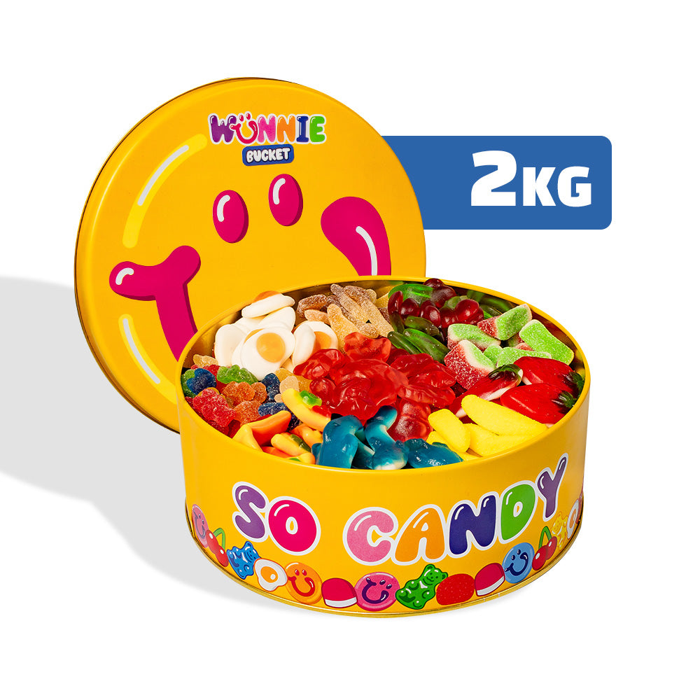 Wunnie Bucket - 2kg Dose mit Gummibonbons, die Sie mit Ihren ...