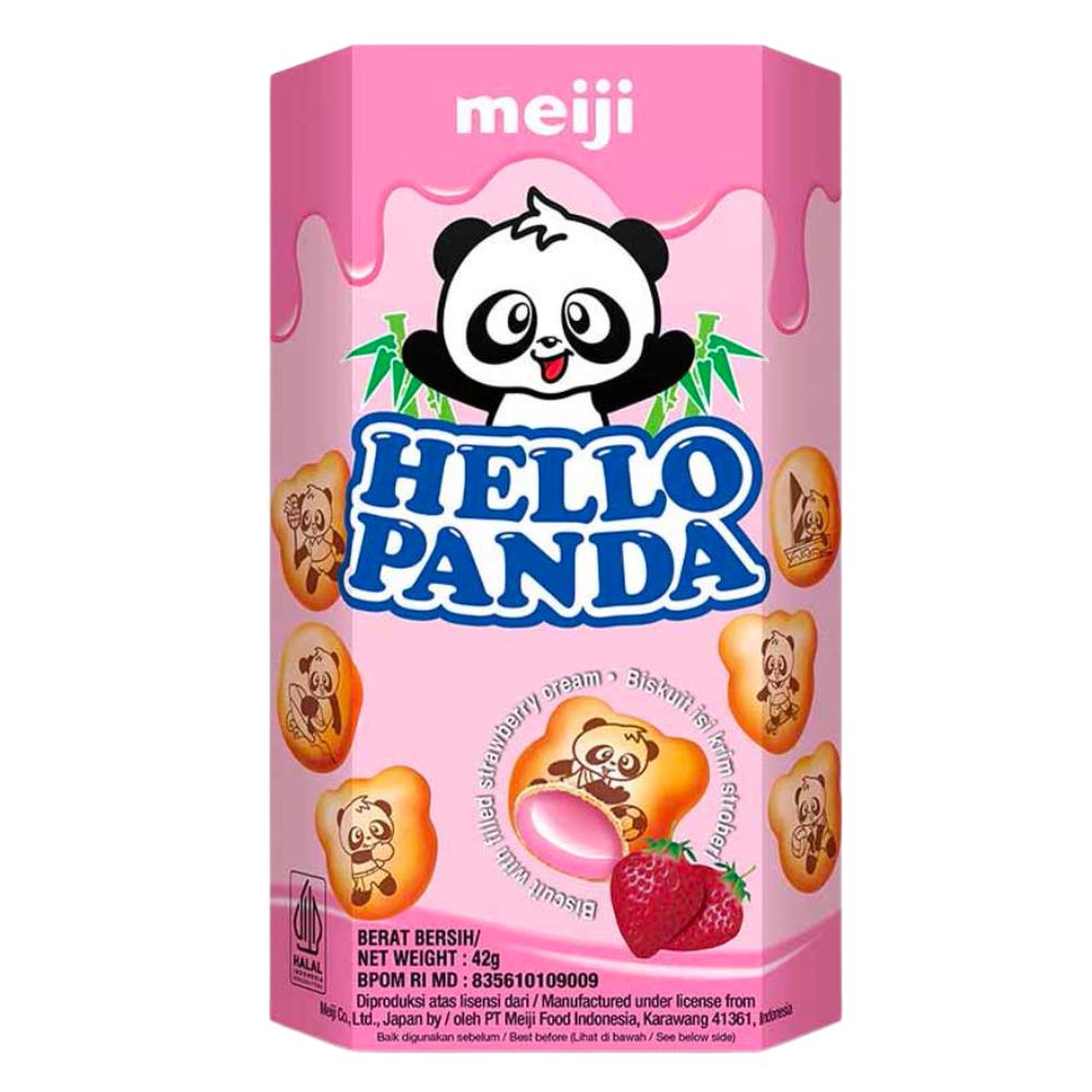 Meiji Hello Panda Strawberry - Kekse gefüllt mit Erdbeercreme 42g ...