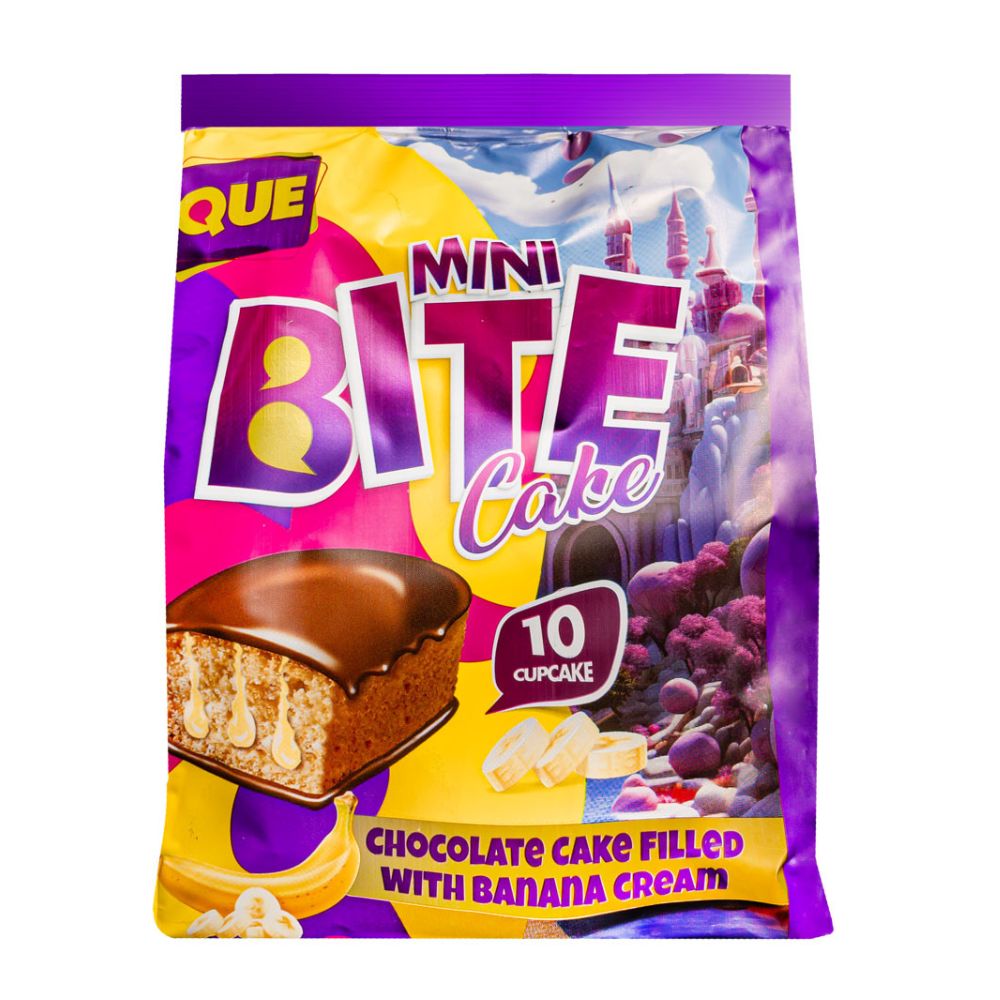 Que Mini Bite Cake Banana - kleine Kuchen mit Bananencreme und mit ...