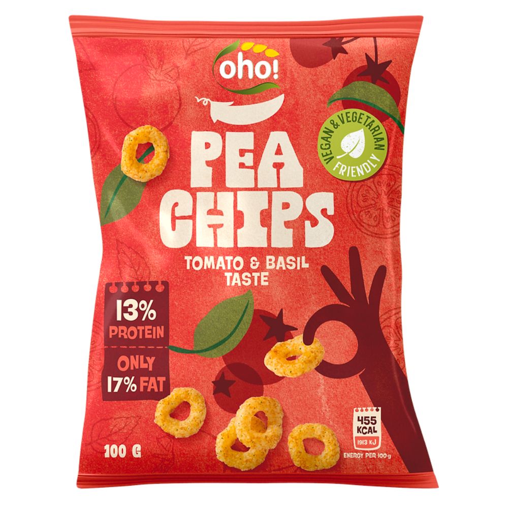 Oho Pea Chips Tomate & Basilikum - Linsenchips mit Tomaten- und ...