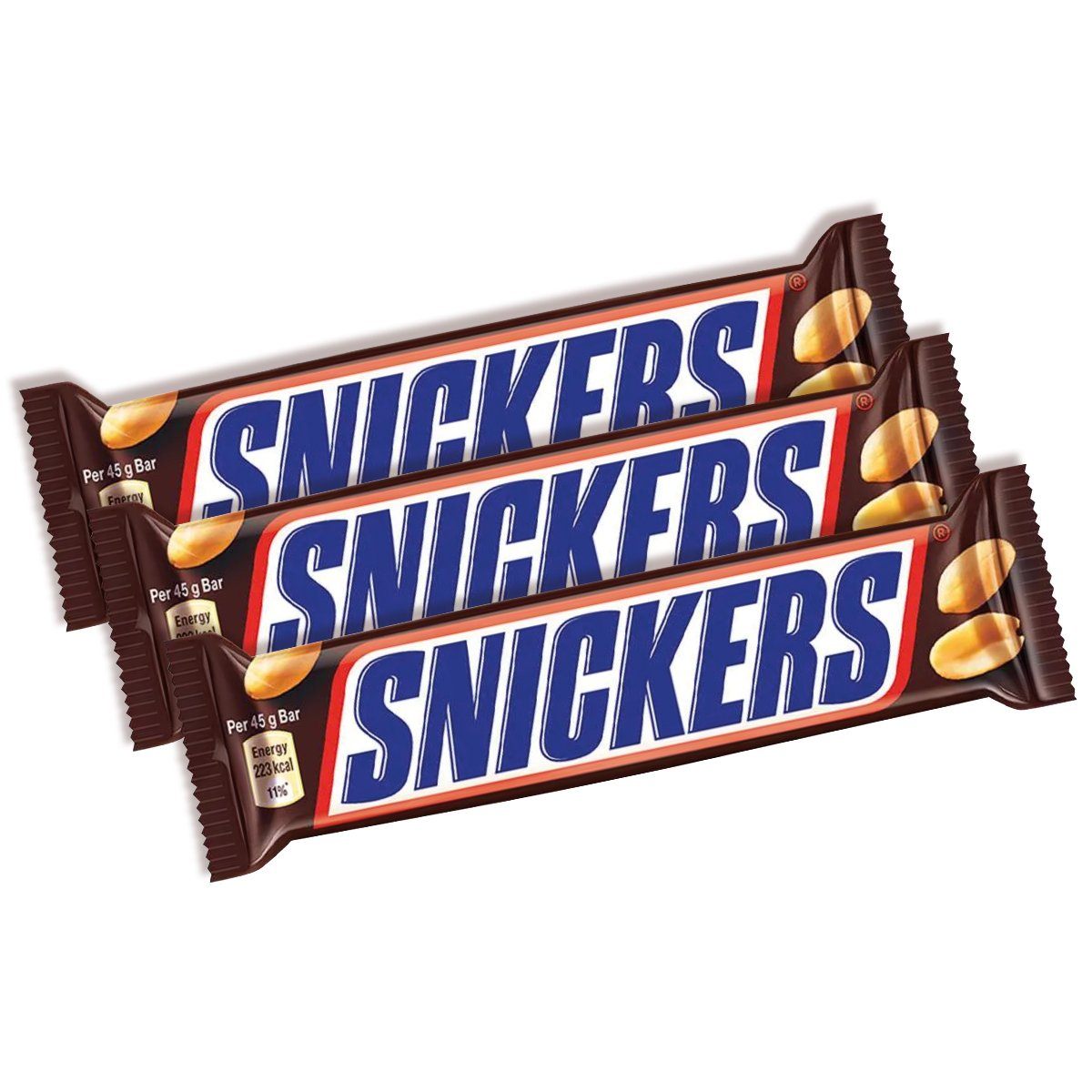 3x Snickers - Milchschokoladenriegel gefüllt mit Erdnüssen und Karamell ...