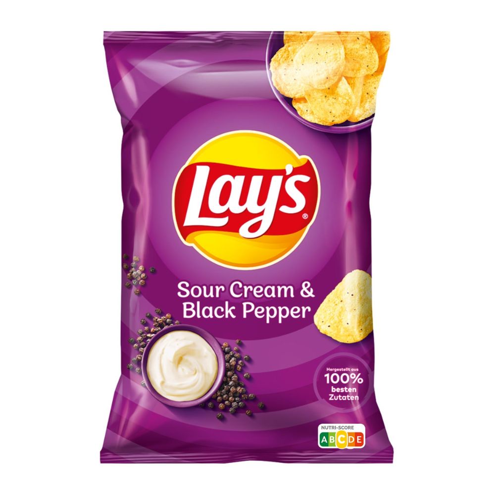 Lay's Sour Cream & Black Pepper - Chips mit Sauerrahm und Pfeffer, 150g ...